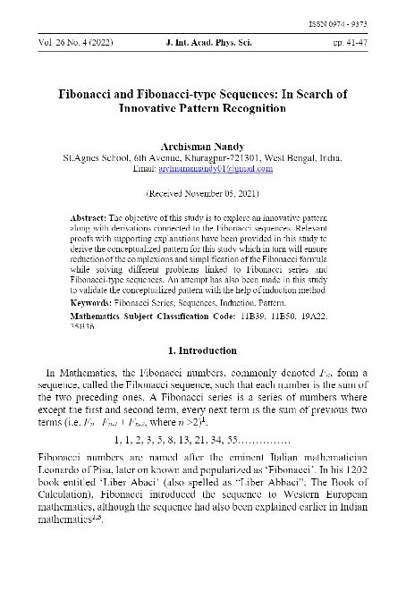 pdf fibonacci and fibonacci type sequences in search of innovative