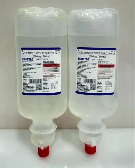Plastic Biometro Infusion Metronidazole Infusion Biochemix Healthcare Pvt Ltd Model Name