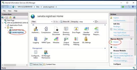 publish aplikasi di iis manager server sanata system