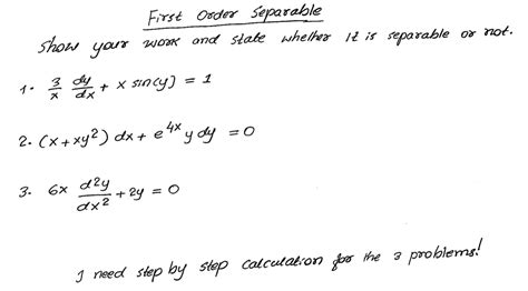 Solved These Problems Are From First Order Separable