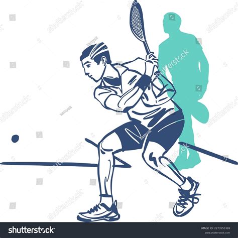 Vector Illustration Sketch Squash Player Racket Stock Vector Royalty Free 2273555369