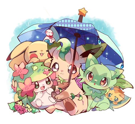 Pikachu Sprigatito Leafeon Shaymin Shaymin And 1 More Pokemon