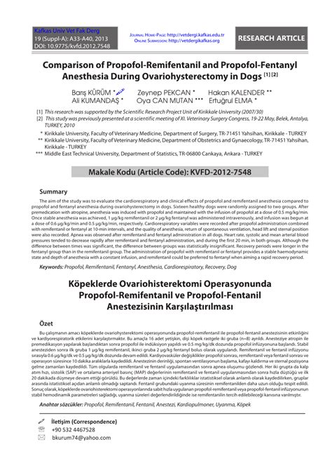 Pdf Comparison Of Propofol Remifentanil And Propofol Fentanyl Anesthesia During