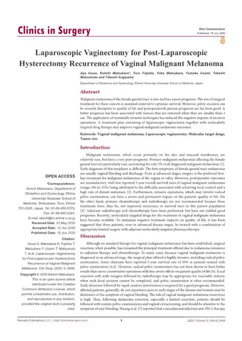 Laparoscopic Vaginectomy For Post Laparoscopic Hysterectomy Recurrence