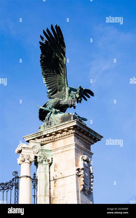 Large Statue Of Mythological Bird Of Prey The Turul On Buda Castle