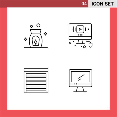 Set Of 4 Modern Ui Icons Symbols Signs For Aroma City Video Web House