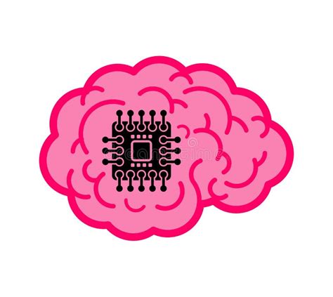 Neuralink Chip In Brain Microchip In Head Artificial Intelligence Stock Vector Illustration