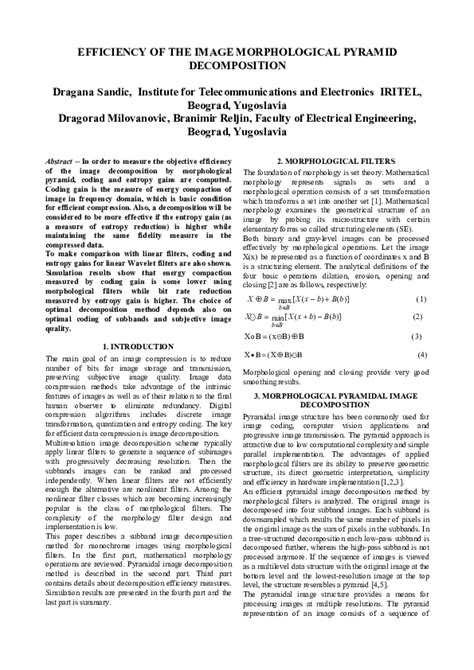 Pdf Efficiency Of The Image Morphological Pyramid Decomposition