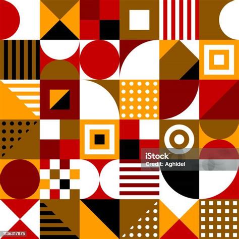 색상 정사각형 삼각형 사각형 원 벡터 완벽 한 패턴입니다 간단한 기하학적 모양 섬유 페인트입니다 반복적인 배경입니다 직물 견본