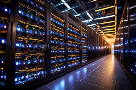 Computer Network Server Room Data Communications Technology Wiring Cables Stock Illustration