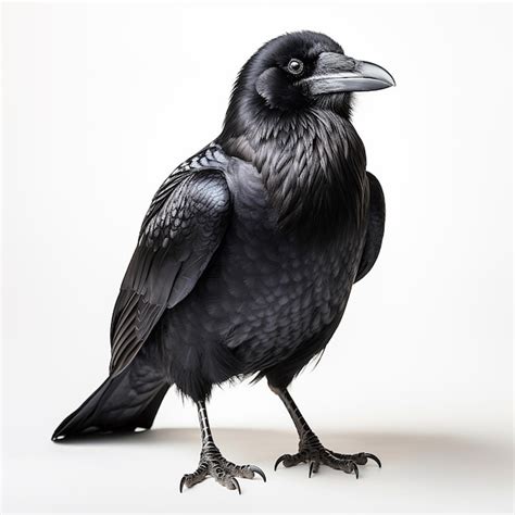 Premium Ai Image Crow On White Background Hyperrealistic Photography