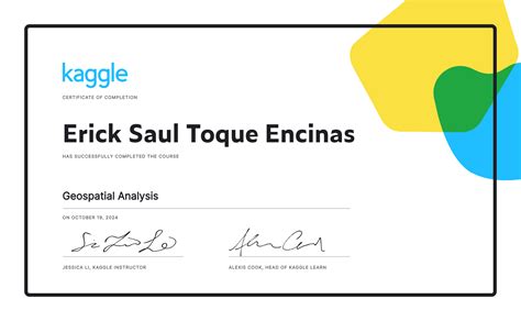 Erick Saul Toque Encinas Completed The Geospatial Analysis Course On Kaggle