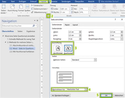 Word Querformat Einstellen