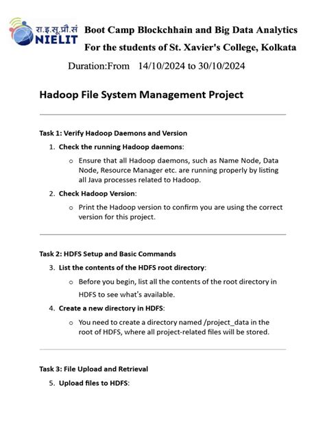 Hadoop File System Management Project 2 Pdf Apache Hadoop Software