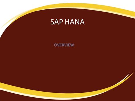 Sap Hana Overview Ppt