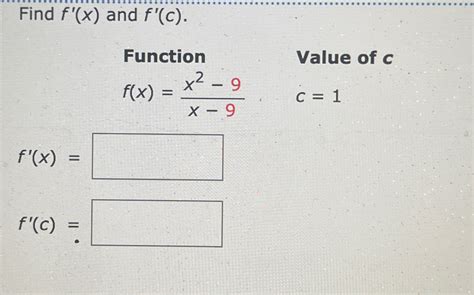 solved find f x ﻿and f c ﻿function value