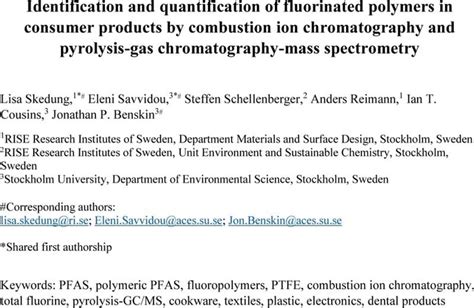 Identification And Quantification Of Fluorinated Polymers In Consumer