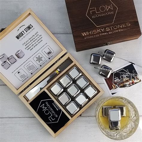 Stainless Steel Whisky Stones T Set Flow Barware®