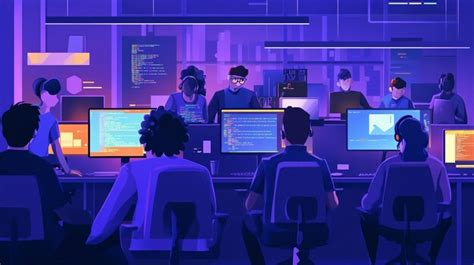 A Diverse Group Of Software Developers Coding On Multiple Screens With