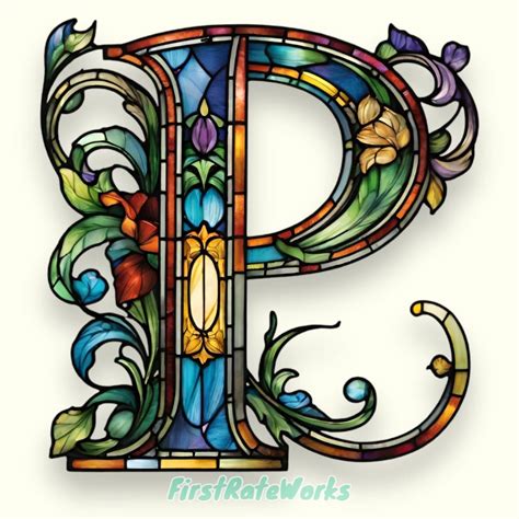 Stained Glass Font Lettering Complete Alphabet Set Decorative