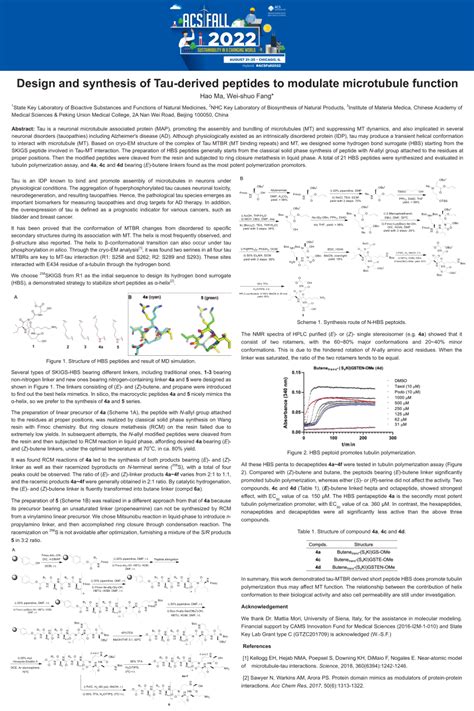 pdf design and synthesis of tau derived peptides to modulate microtubule function