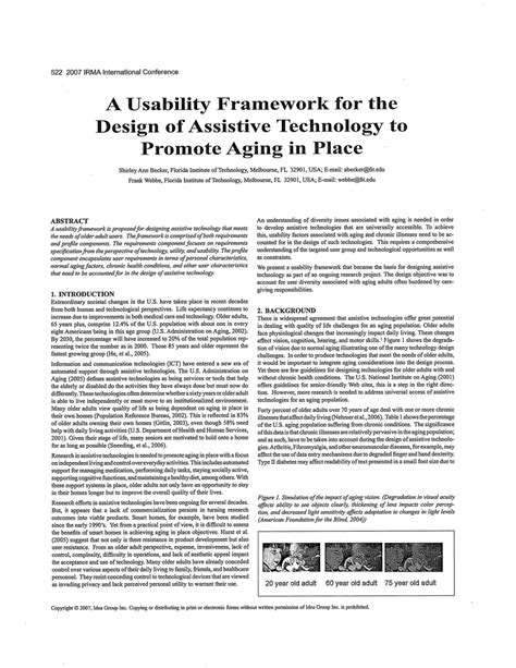 Pdf A Usability Framework For The Design Of Assistive Technology To Promote Aging In Place