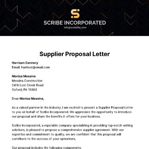 Supplier Proposal Template