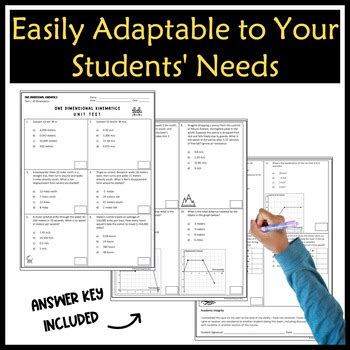 Kinematics Unit Test With Key D Kinematics Exam Editable PDF Versions