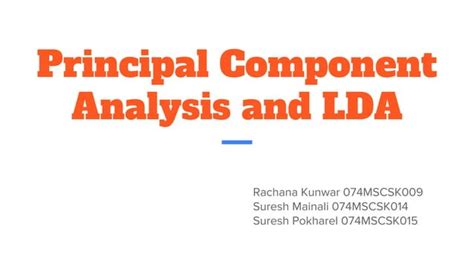 Principal Component Analysis And Lda Ppt
