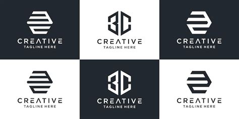 Premium Vector Set Of Creative Monogram 3c Logo With Hexagon Design