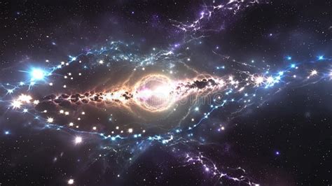 A Stunning Cosmic Scene Depicting An Expansive Galaxy Filled With Swirling Colors Stars And