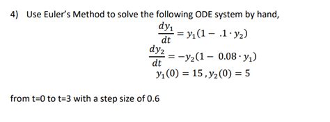 Solved Use Euler S Method To Solve The Following ODE Chegg