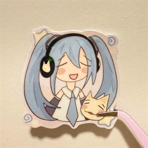 Hatsune Miku And Toro Chillin Die Cut Sticker Etsy