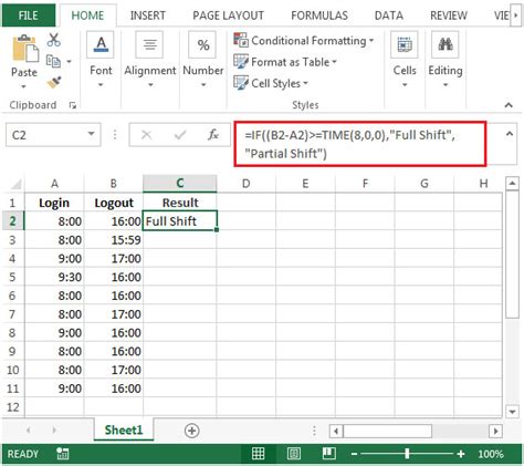 Determining Whether A Person Worked In A Full Or Partial Shift In Excel