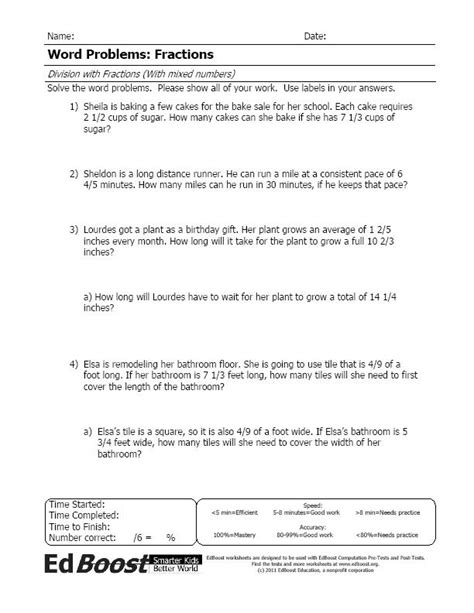 Word Problems Fractions Division With Mixed Numbers Edboost