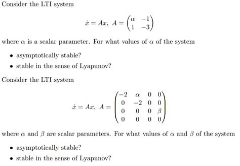 solved consider the lti system a ax a
