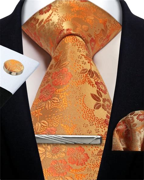 Cwkoon Paisley Floral Mens Tie Formal Necktie Pocket Squares Ties Clips Cufflinks Classic For