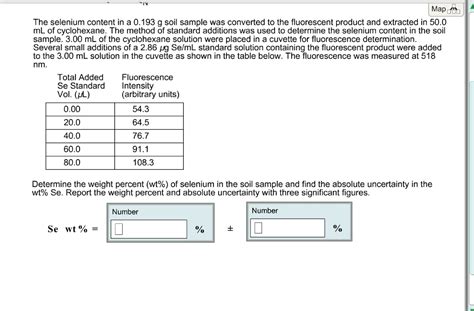 Solved Map The Selenium Content In A 0193 G Soil Sample Was Converted