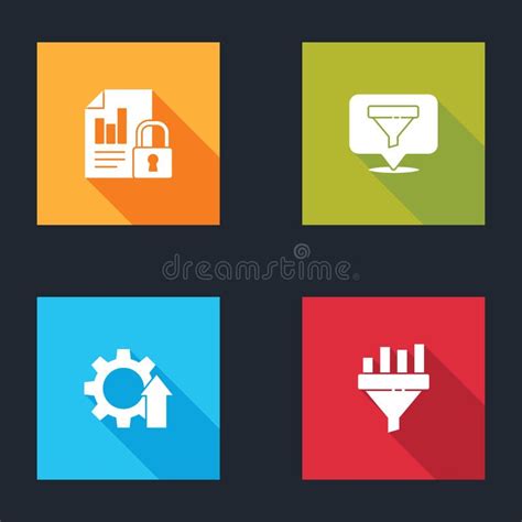 Set Document And Lock Location With Sales Funnel Arrow Growth Gear