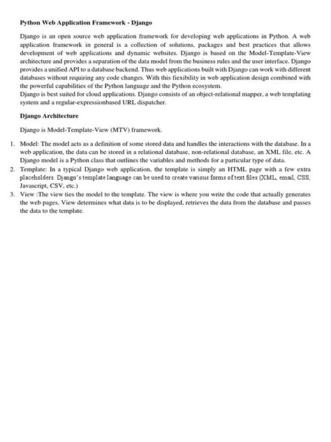 Django Architecture Pdf Art Technology And Engineering
