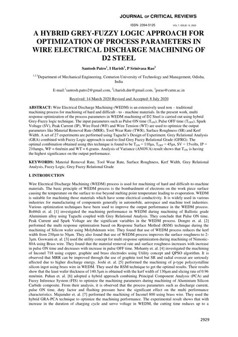 Pdf A Hybrid Grey Fuzzy Logic Approach For Optimization Of Process Parameters In Wire