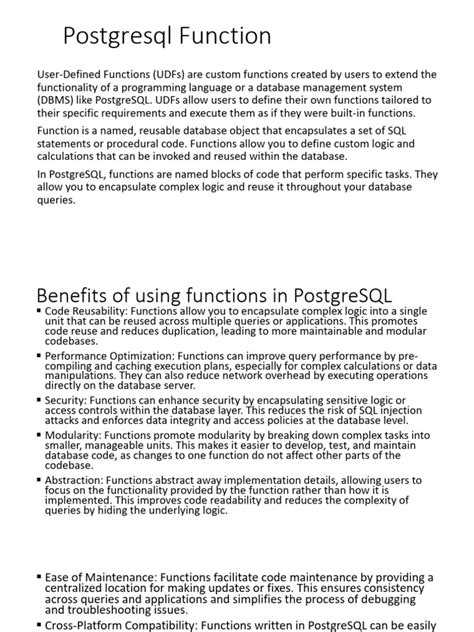6 Postgresql Functions And Procedures Pdf Parameter Computer
