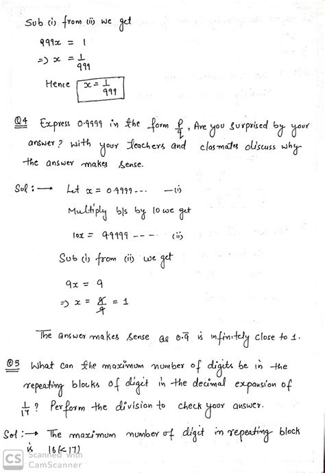Number System Handwritten Notes For Th Math