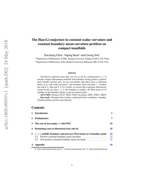 Pdf The Han Li Conjecture In Constant Scalar Curvature And Constant Boundary Mean Curvature