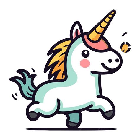 Premium Vector Unicorn Running Vector Illustration Isolated On White