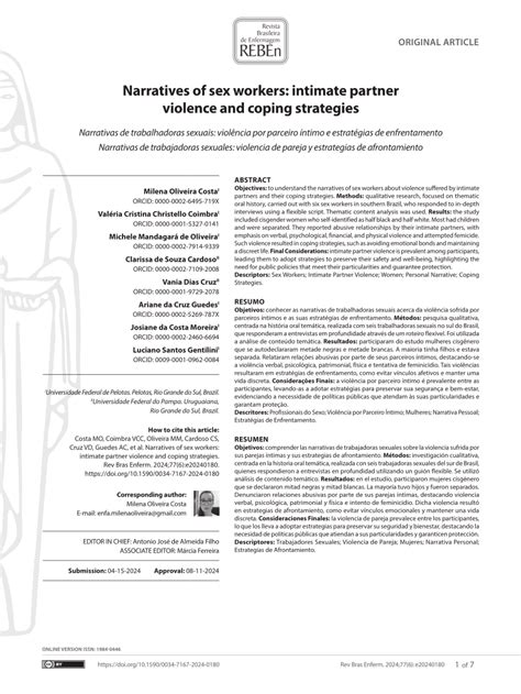 Pdf Narratives Of Sex Workers Intimate Partner Violence And Coping Strategies