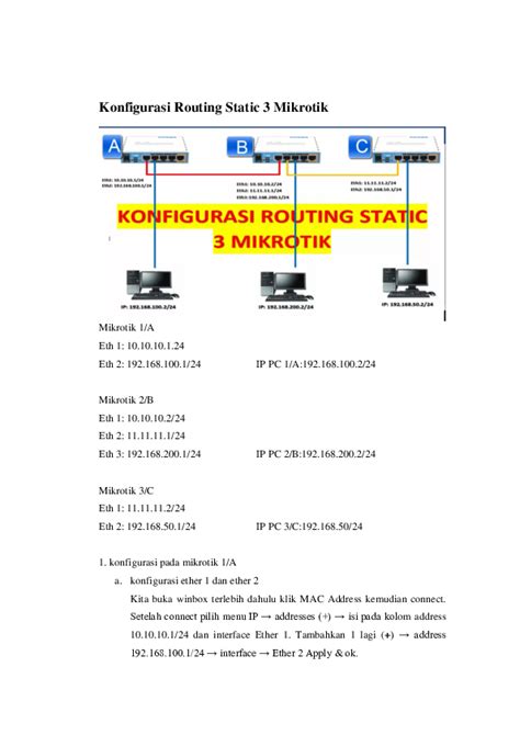 Pdf Konfigurasi Routing Static 3 Mikrotik