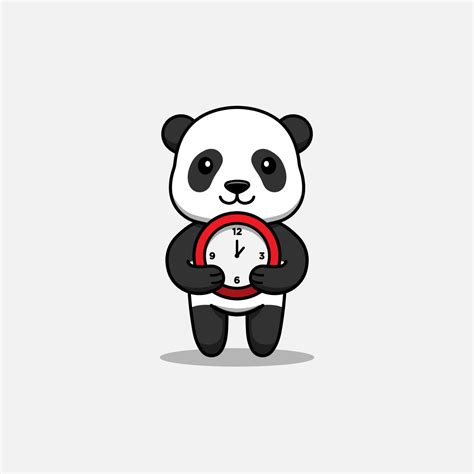 Cute Panda Bringing A Clock 4759429 Vector Art At Vecteezy