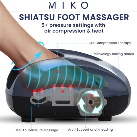 Miko Shiatsu Foot Massager With Heat Deep Kneading Rolling And Air