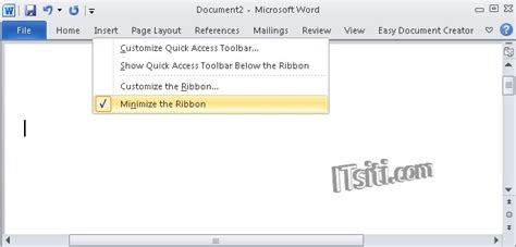 Hide Minimize Ribbon In Microsoft Word